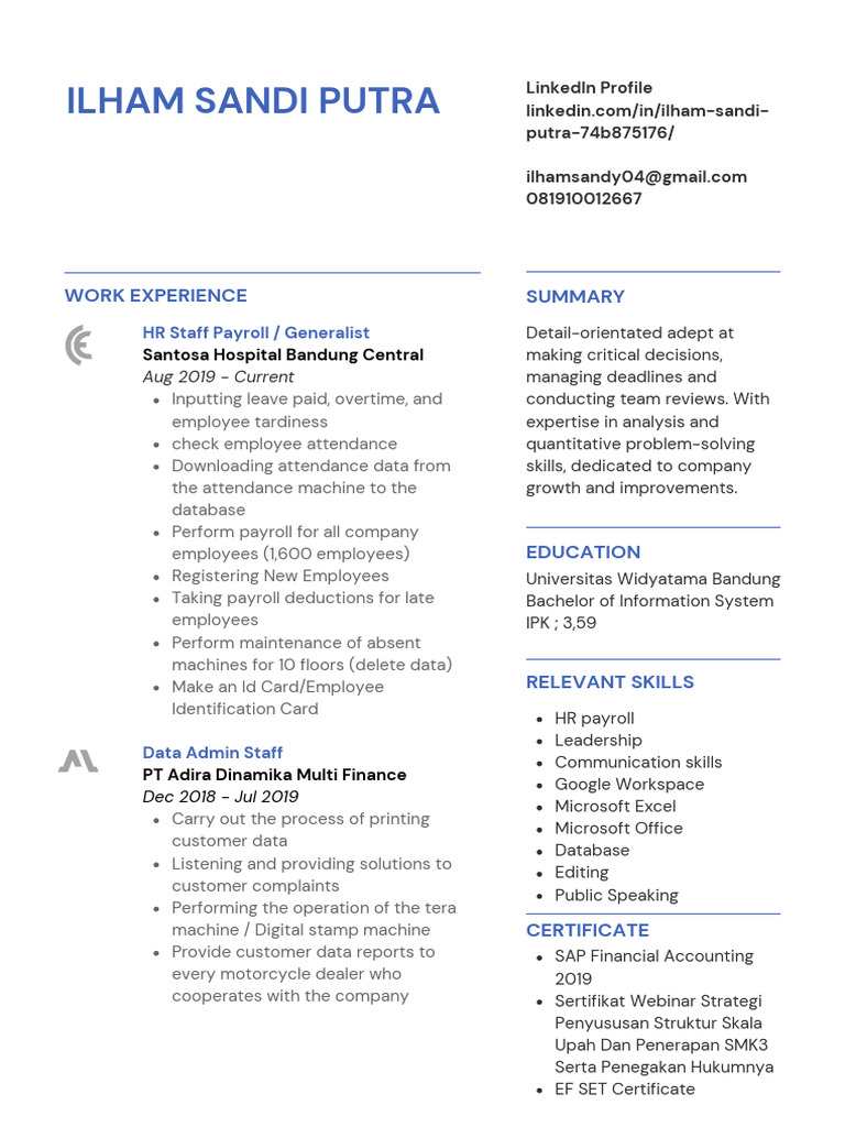 CV ilham sandi putra | PDF | Information Technology | Computing