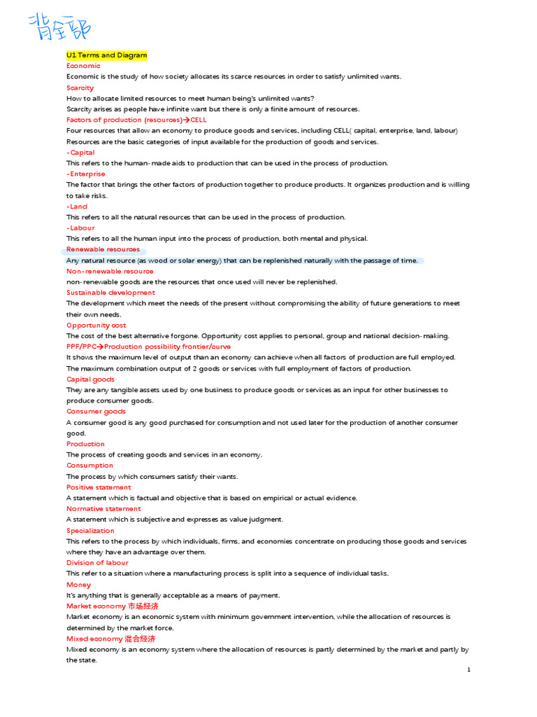 U1 Key Terms | PDF | Demand | Externality