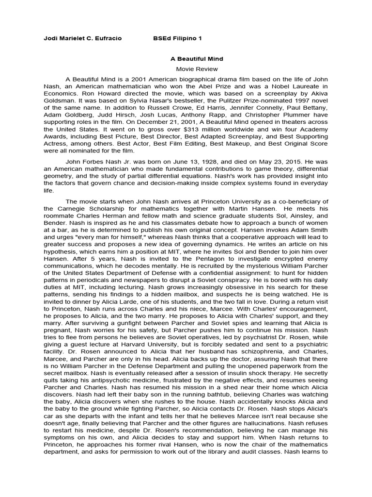 A Beautiful Mind | PDF