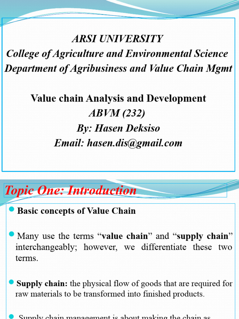 VCD PP @arsi - 1-2 | PDF | Value Chain | Warehouse