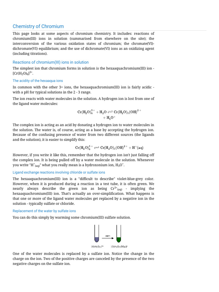 Chromium Chemistry and Reactions | PDF