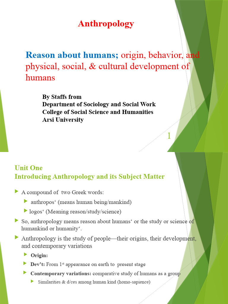 Anthropology PPT (All Chapters) | PDF