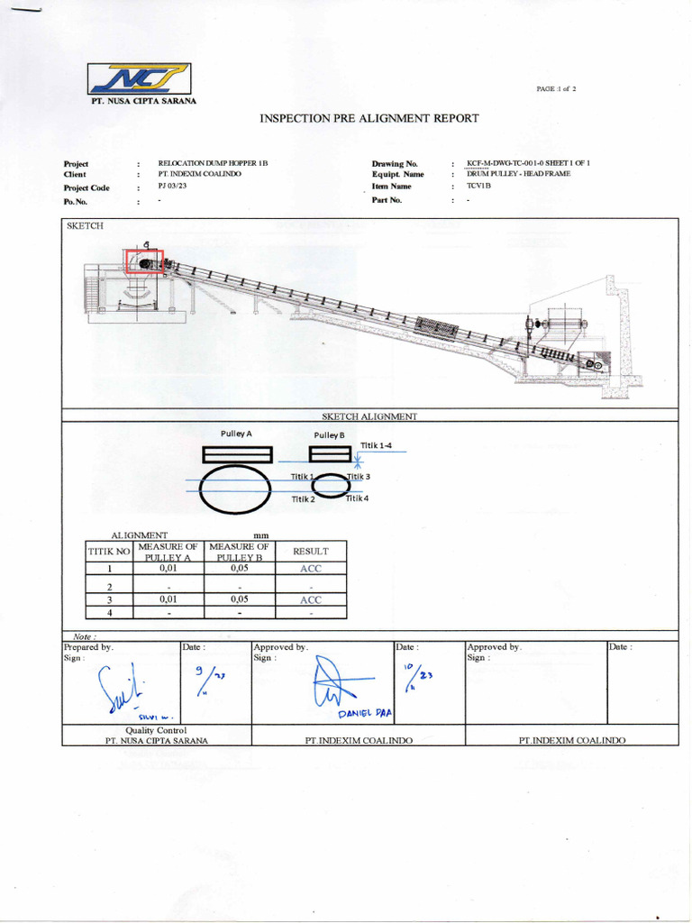 Inspection Pre Alignment Report Tcv1b | PDF