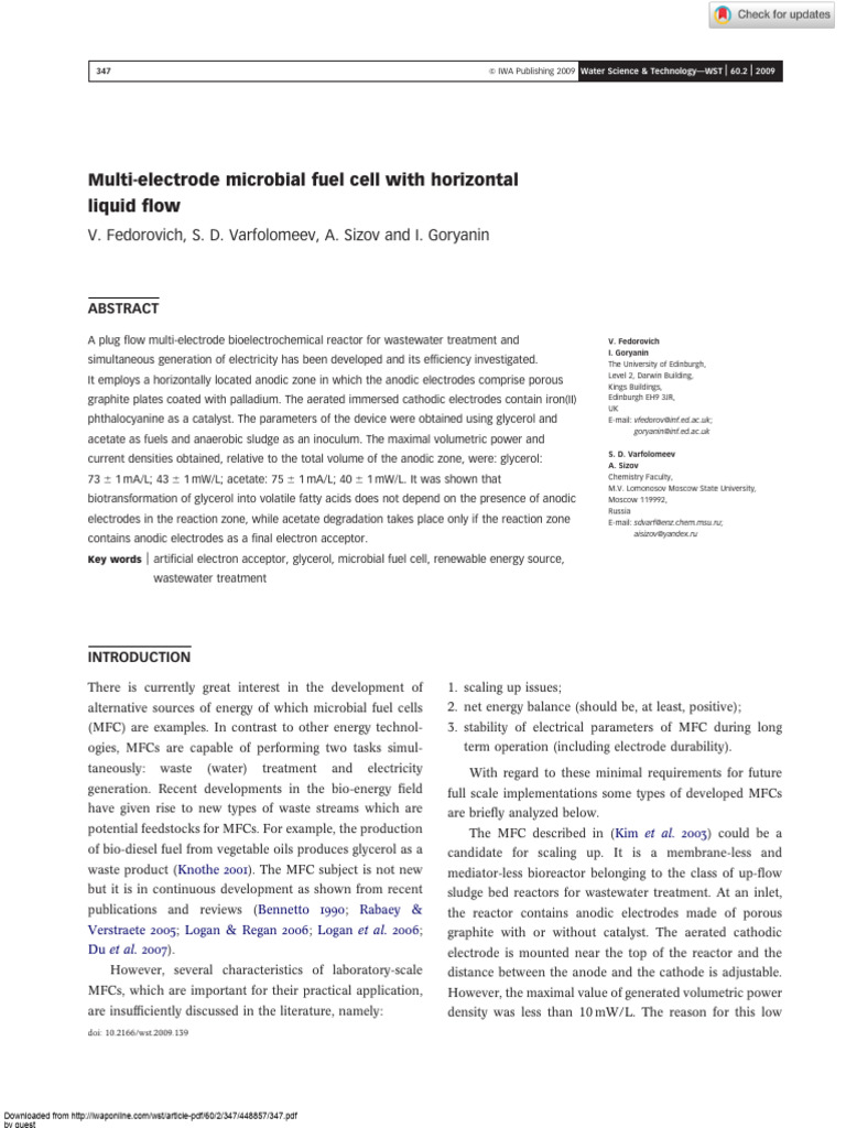 Multi-Electrode Microbial Fuel Cell With Horizontal | PDF | Anode ...