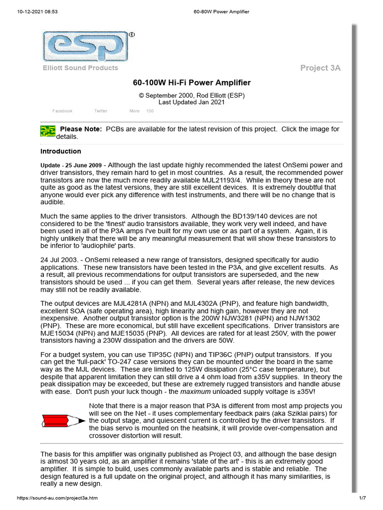60-80W Power Amplifier | PDF