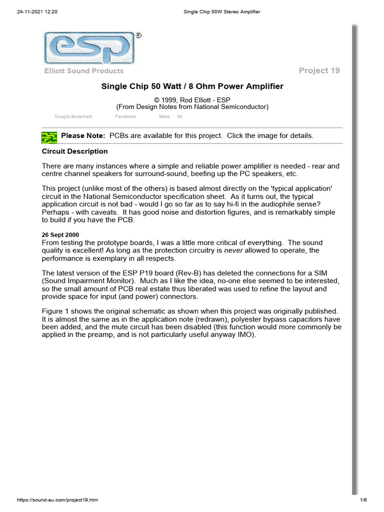 Single Chip 50W Stereo Amplifier | PDF