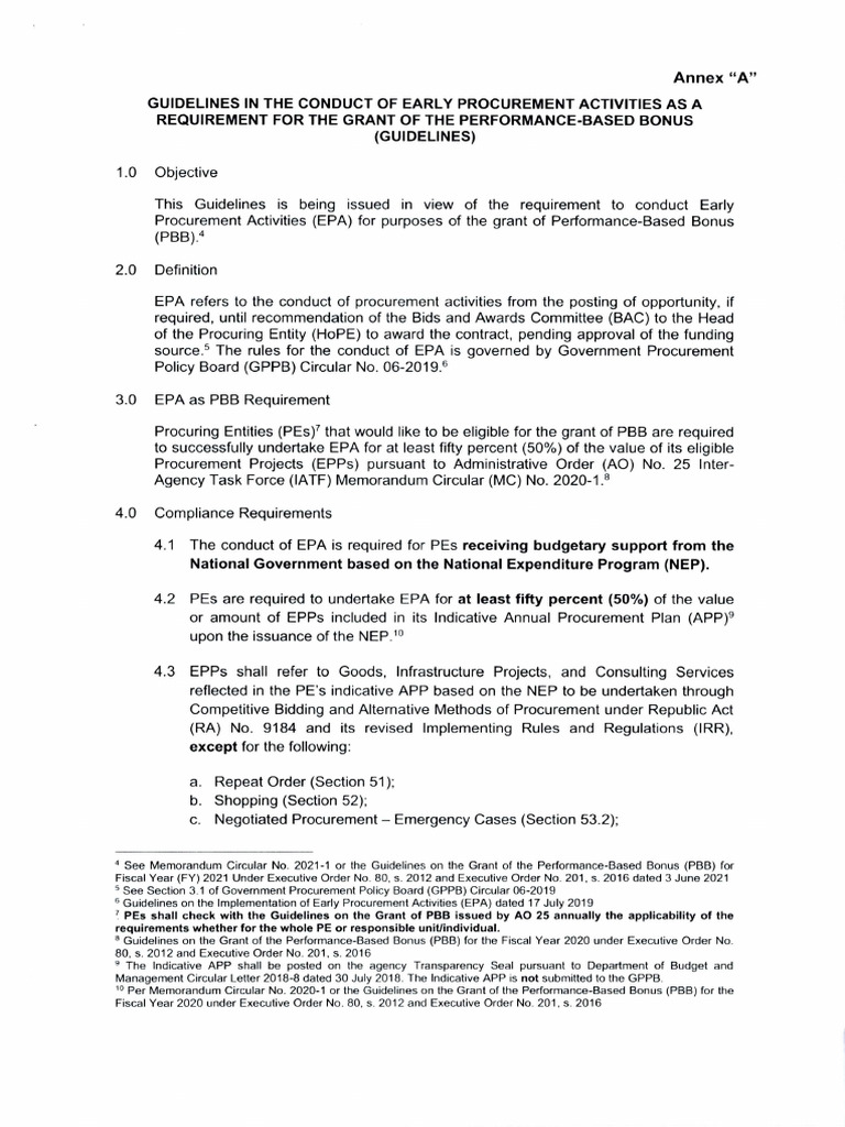 Early Procurement Activities Guidelines | PDF | Procurement | Executive ...