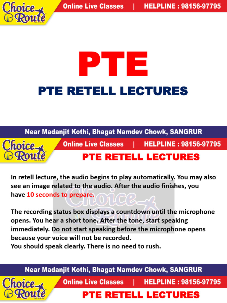 Pte Retell Lectures | PDF | Career & Growth | Foreign Language Studies