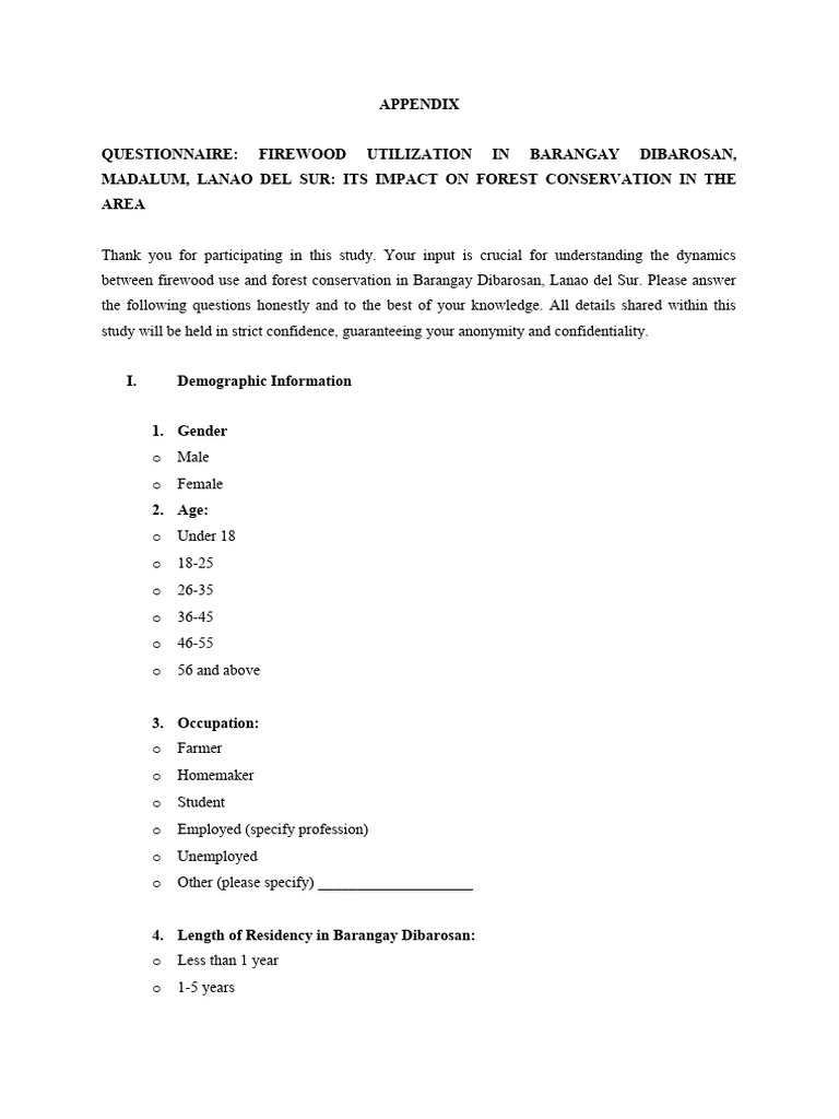 APPENDIX (Questionnaire) | PDF