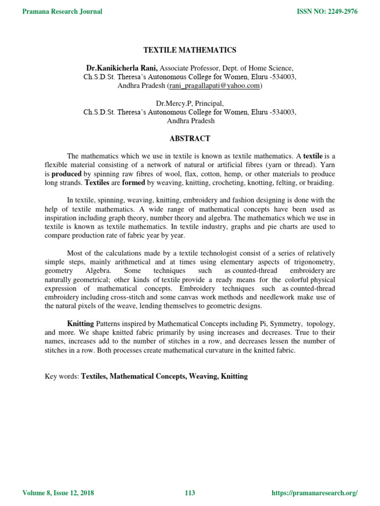 Textile Mathematics | PDF | Textiles | Yarn