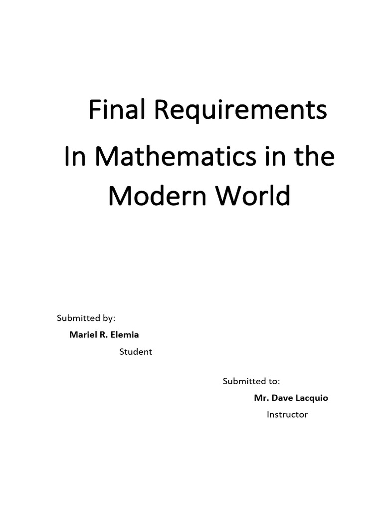 Mathematics in The Modern World | PDF | Science | Sampling (Statistics)