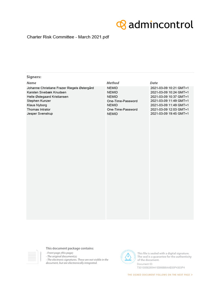 Charter Risk Committee 2021 | PDF | Risk Management | Risk