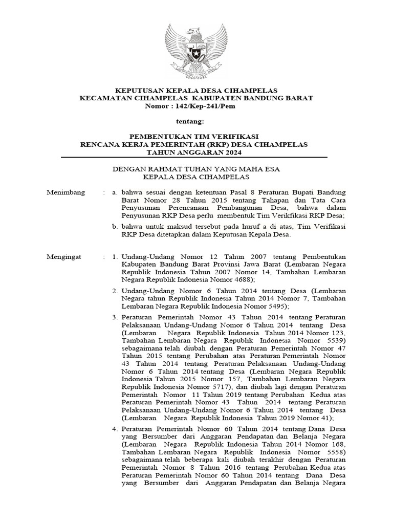 241 - SK Tim Verifikasi RKP 2024 | PDF