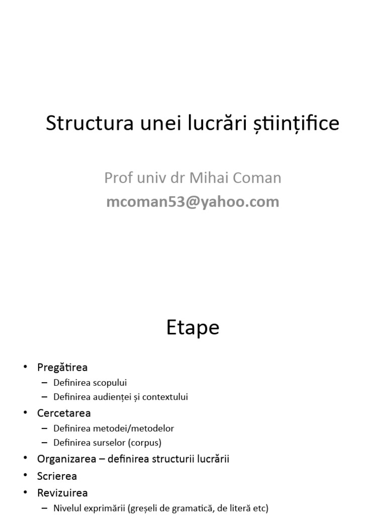 Metodologia Cercetarii - Structura Unui Referat | PDF