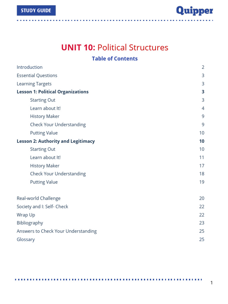 UCSP Unit 10 Political Structures | PDF | Power (Social And Political ...