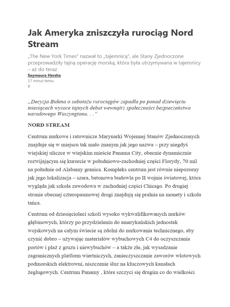 How American destroyed Nord Stream | PDF How American destroyed Nord Stream | PDF