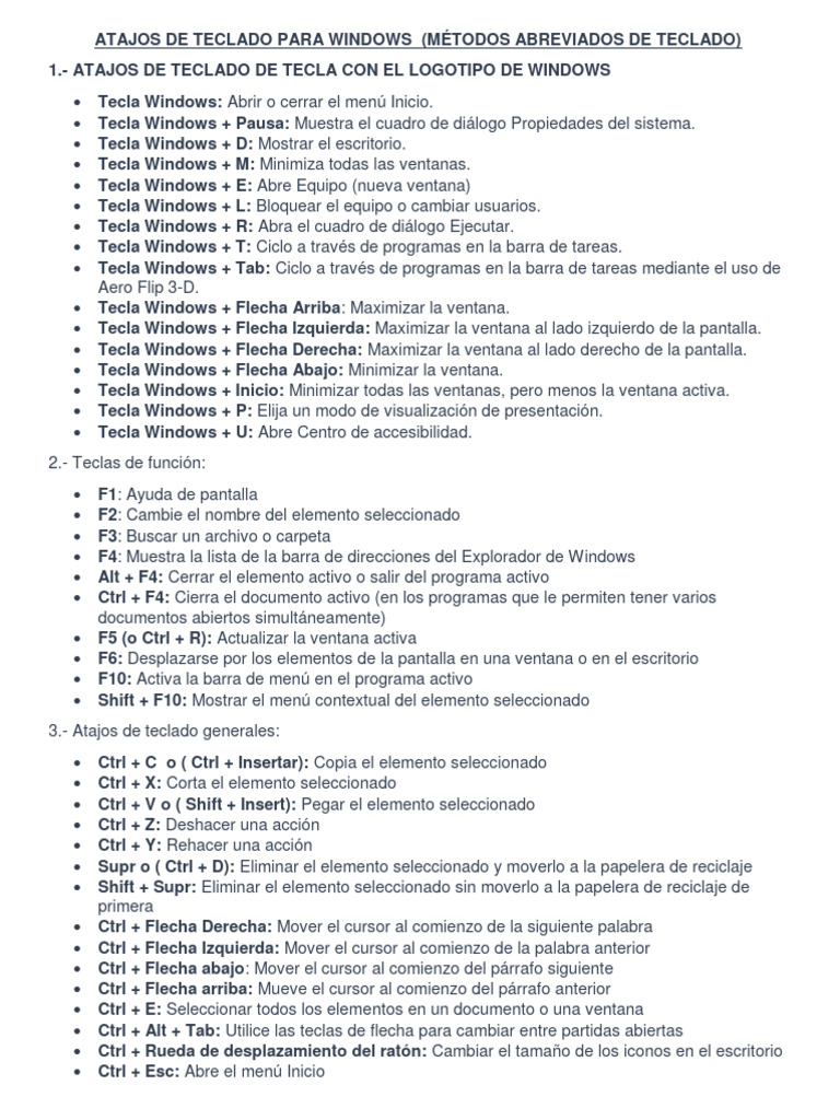 Atajos de Teclado para Windows | PDF | Ventana (informática ...
