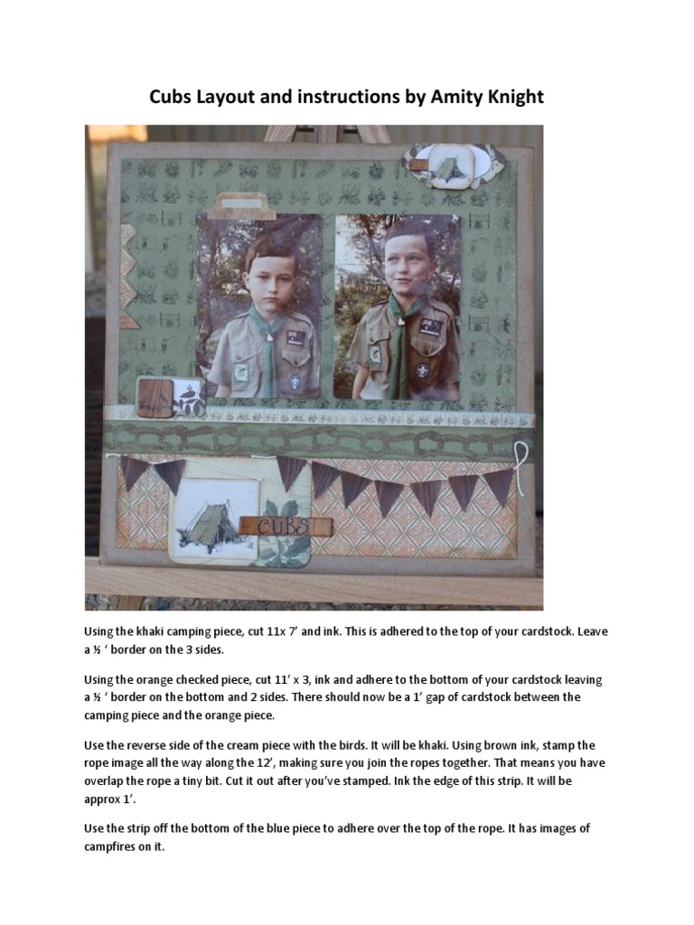 Cubs Scrapbook Layout Instructions | PDF | Stationery | Paper