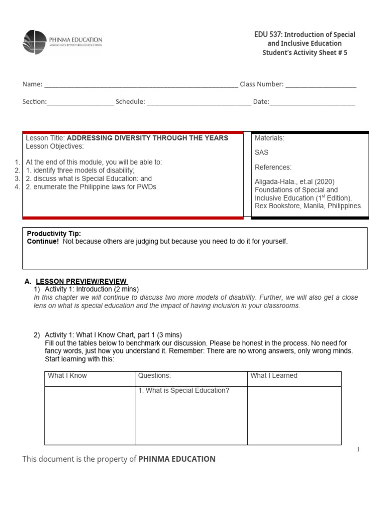 Special Education and Inclusion Overview | PDF | Special Education ...