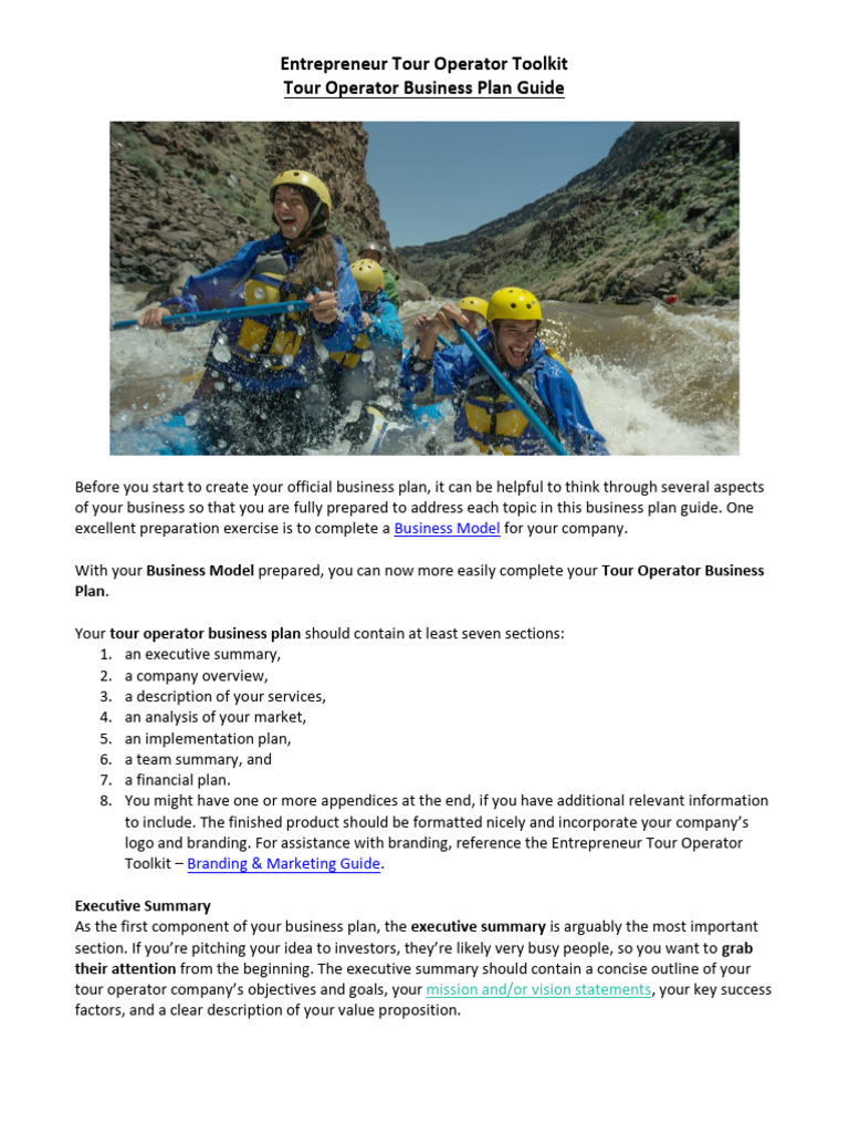 Tour Operator Business Plan | PDF | Financial Markets | Marketing