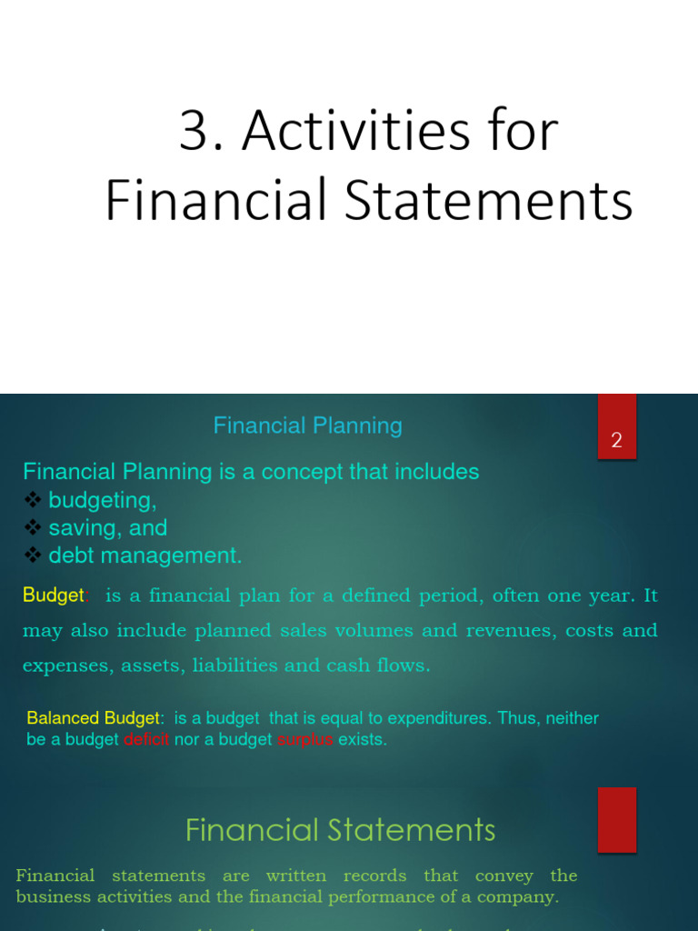 3 Activities for Financial Statements | PDF