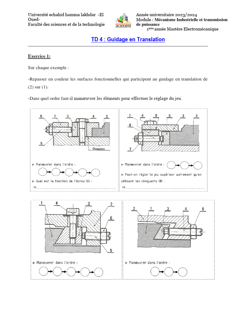 TD 4 Guidage en Translation | PDF