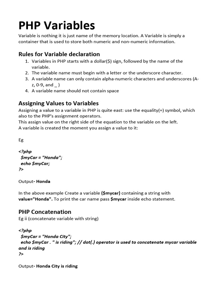 3 PHP Variables | PDF | Boolean Data Type | Computer Data