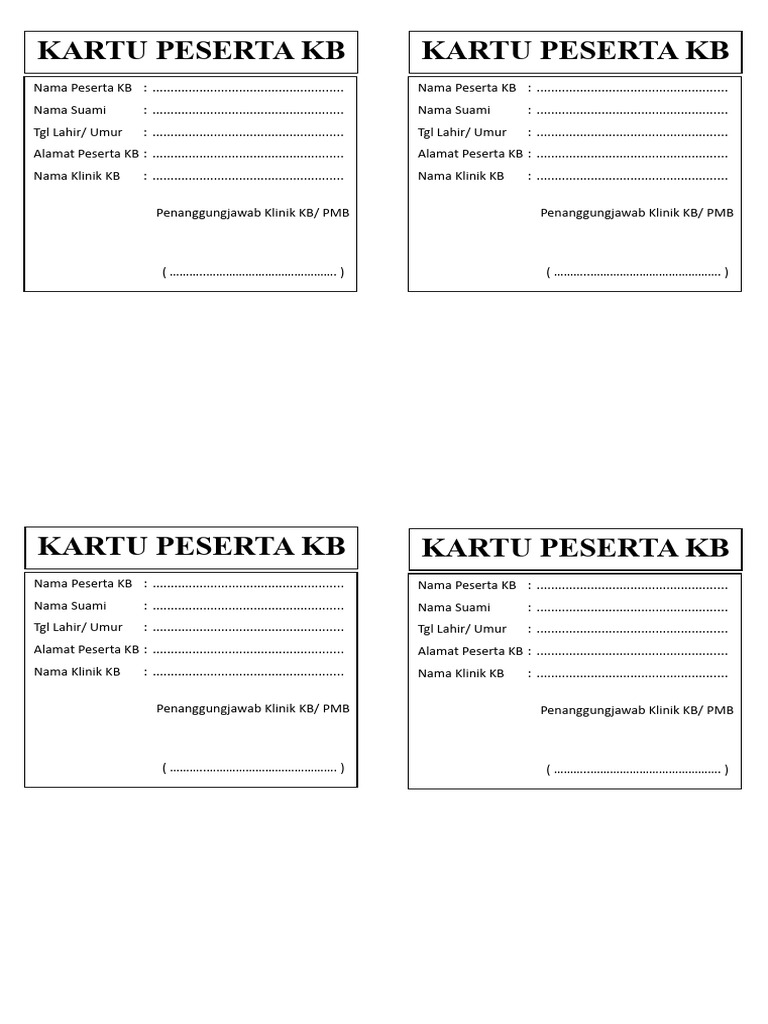 Kartu Peserta KB dan Metode Kontrasepsi | PDF | Karier & Perkembangan | Teknologi & Rekayasa