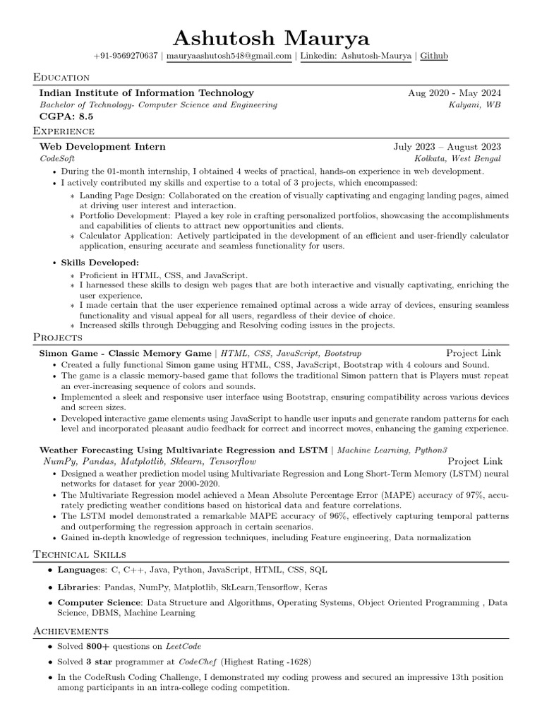 Ashutosh Resume1 | PDF | Machine Learning | Computer Programming