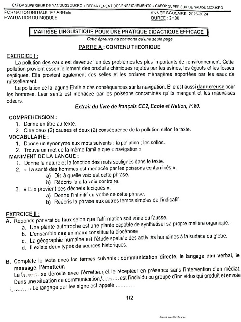 Évaluation de Fin de Module 1 Yakro | PDF