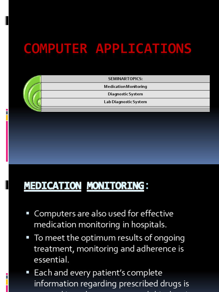 Computer Applications | PDF | Medical Diagnosis | Pharmacokinetics