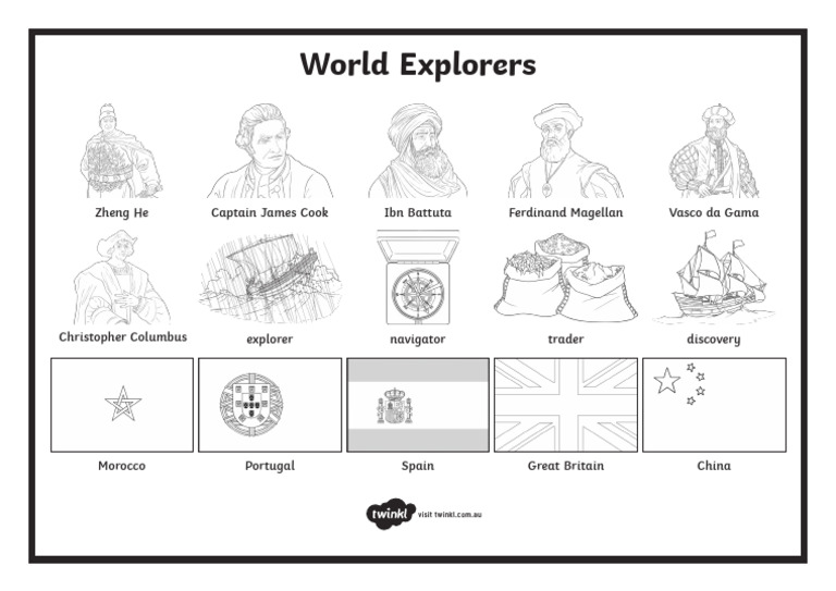 World Explorers Word Mat Black and White | PDF
