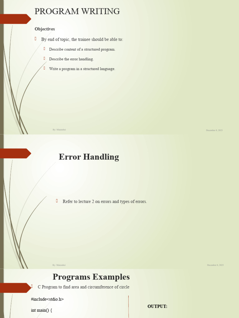 Lecture 5 B - Program Writing in C | PDF