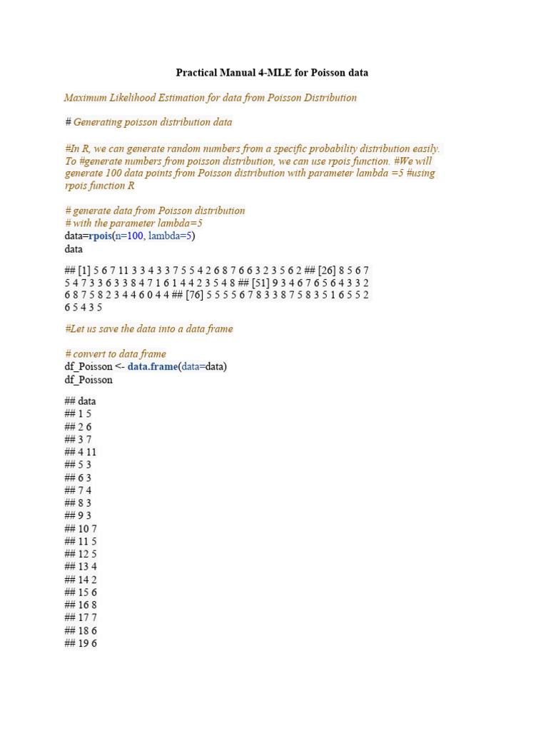 Practical 4 | PDF | Poisson Distribution | Teaching Mathematics