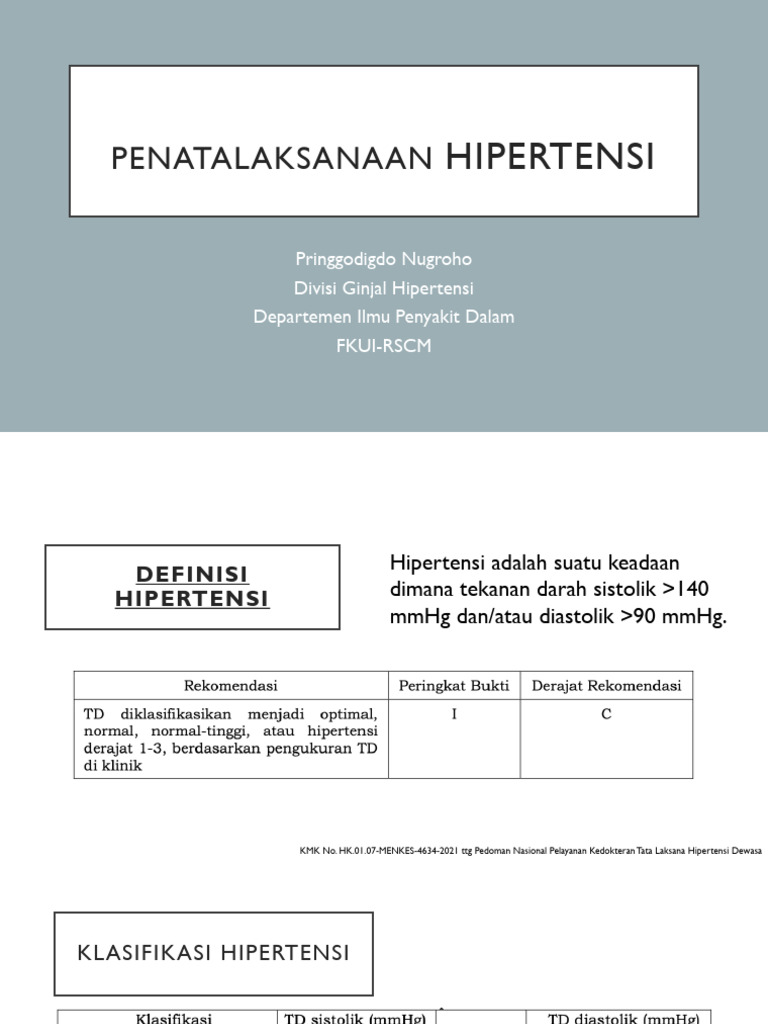 Dr. Pringgodigdo - Penatalaksanaan Hipertensi | PDF