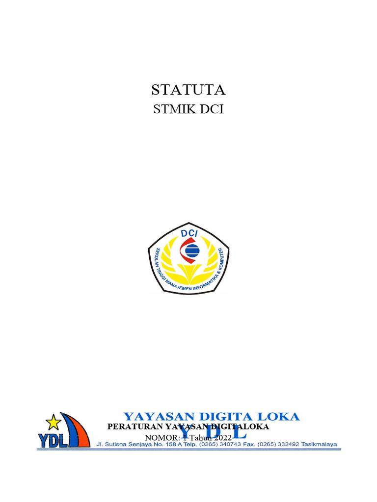 Statuta STMIK DCI 2022 | PDF | Komputer