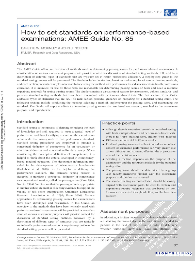 No 85-How To Set Standards On Performance-Based | PDF | Educational Assessment | Multiple Choice