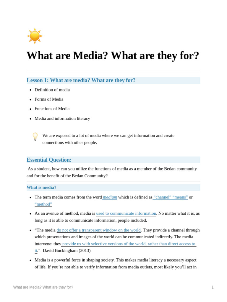 What Are Media What Are They For | PDF