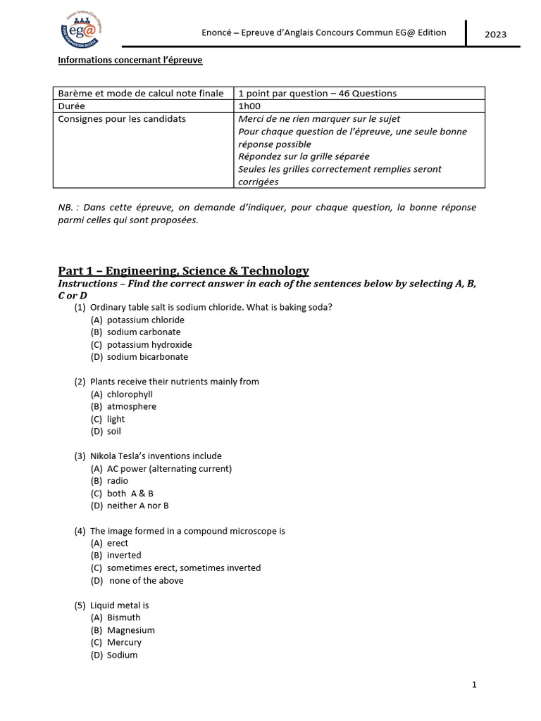 Enonce-Epreuve_Anglais_2023 | PDF