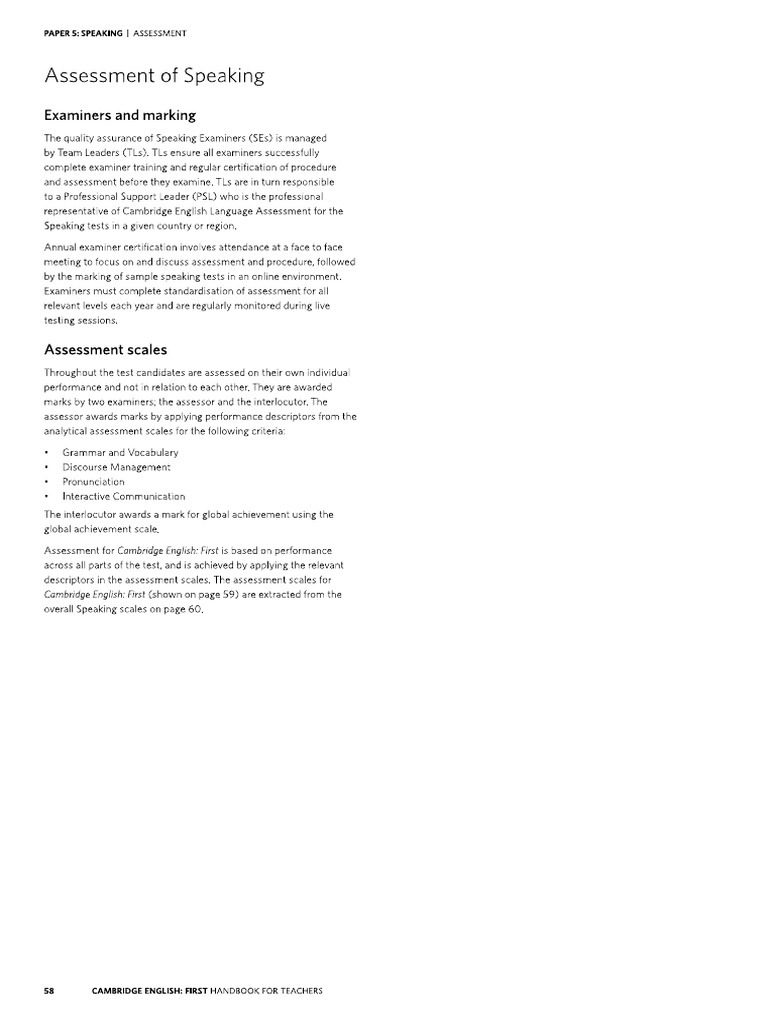 Cambridge Speaking-Assessment-Criteria - Handout 4 | PDF