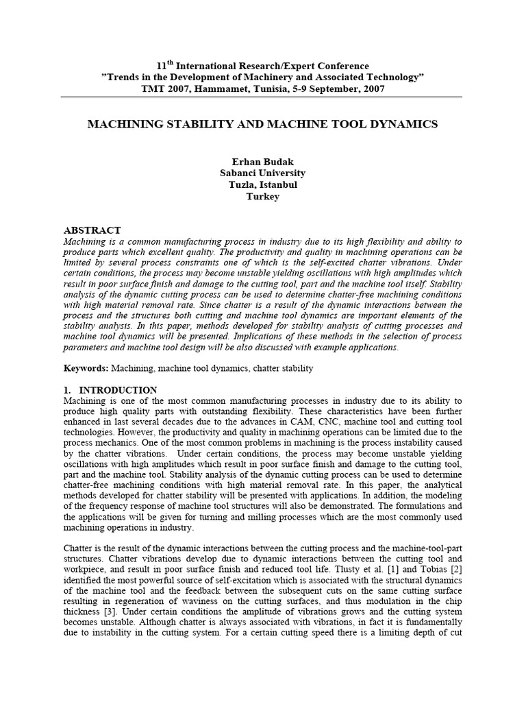 Budak tmt07 | PDF | Stability Theory | Machining