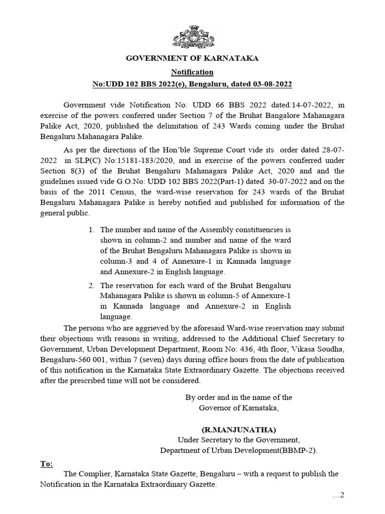 BBMP Reservation - 2022 | PDF