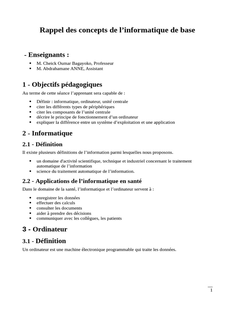 2023 - Concepts de Base Informatique | PDF 2023 - Concepts de Base Informatique | PDF