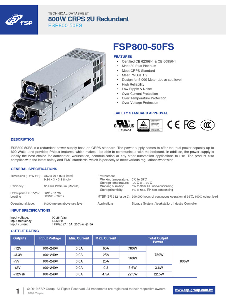 FSP800-50FS Datasheet | PDF