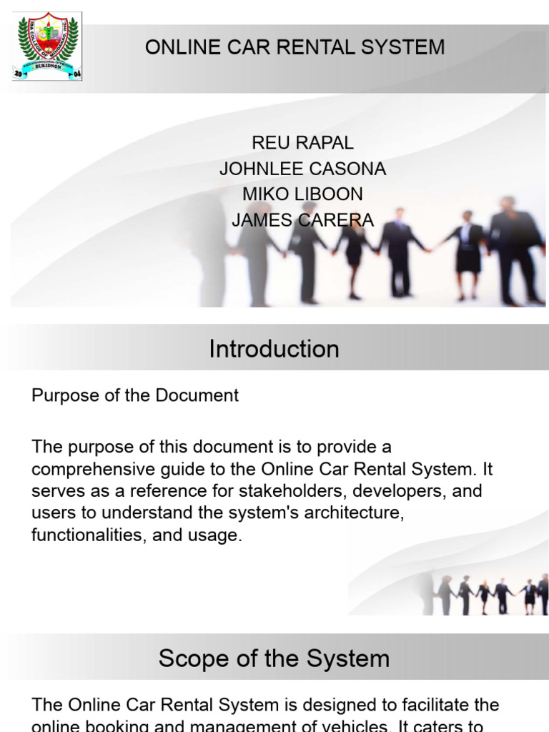 Online Car Rental System Presentation | PDF | Databases | Software ...