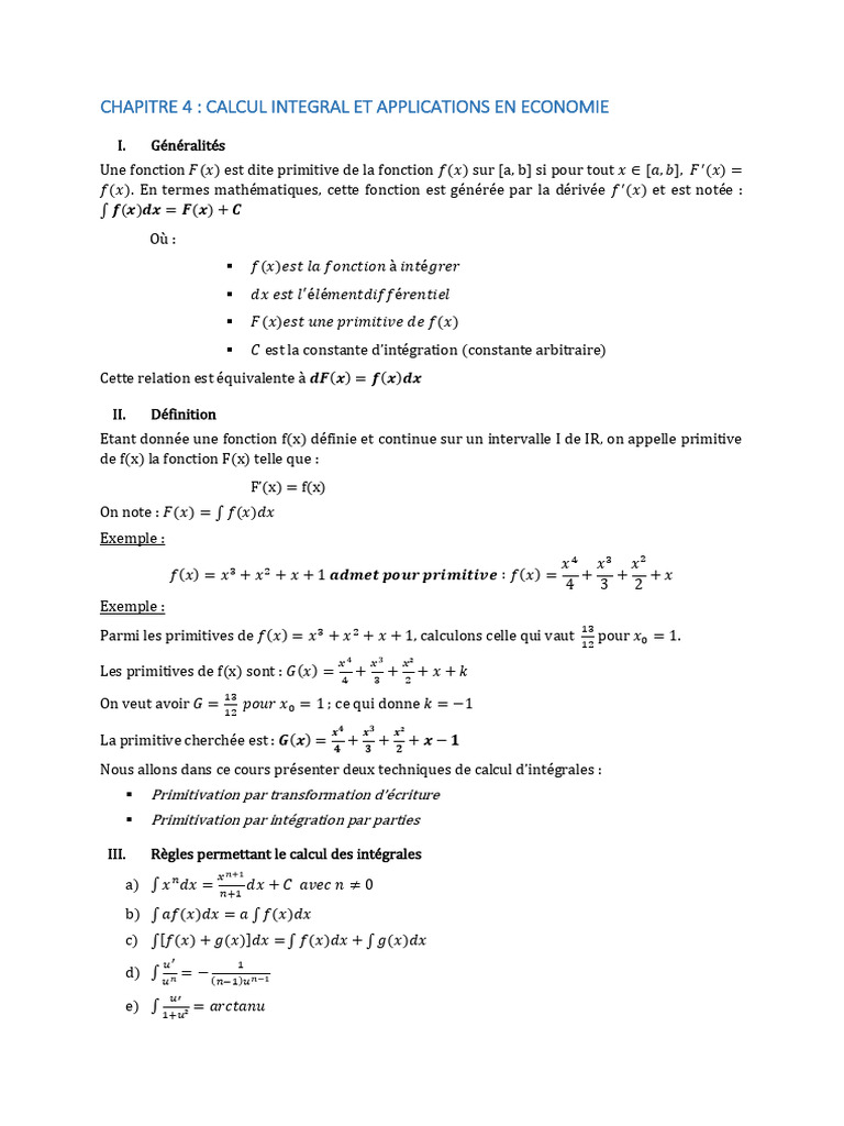 Partie 6 - LE CALCUL INTEGRAL | PDF | Intégral | Fonction (Mathématiques)