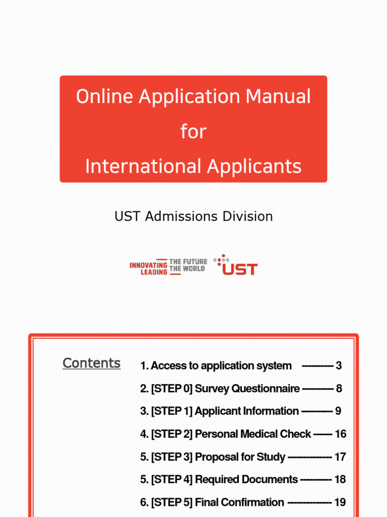 UST Online Application Manual For International Applicants | PDF | Computing