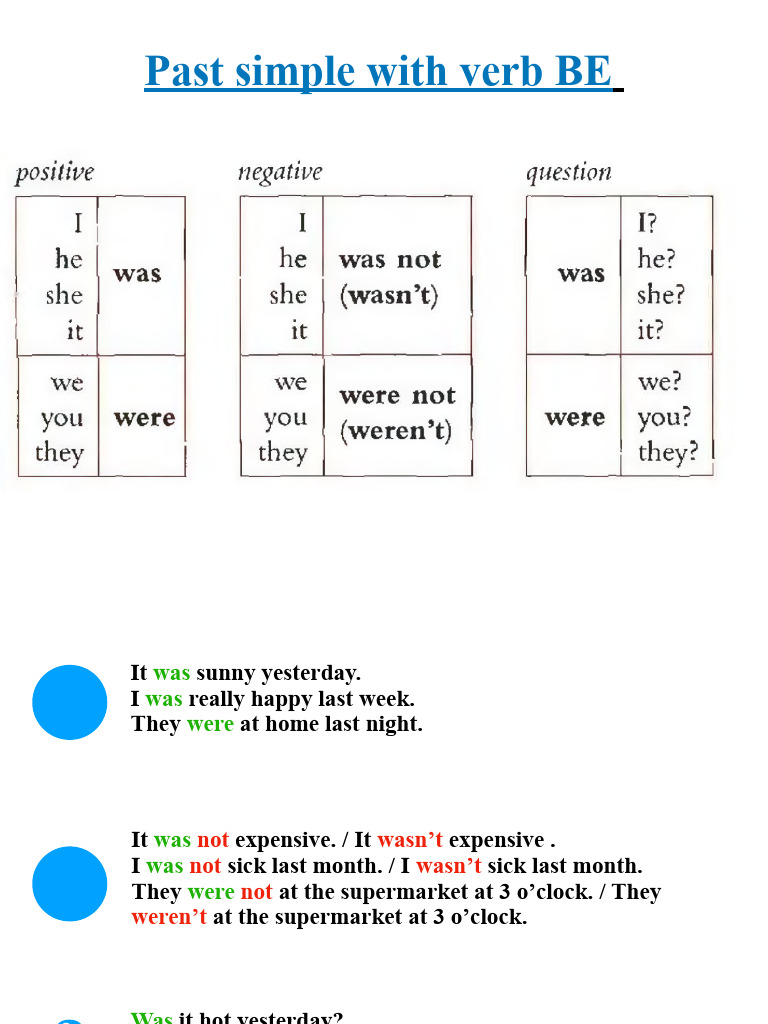 PAST SIMPLE VERB BE | PDF