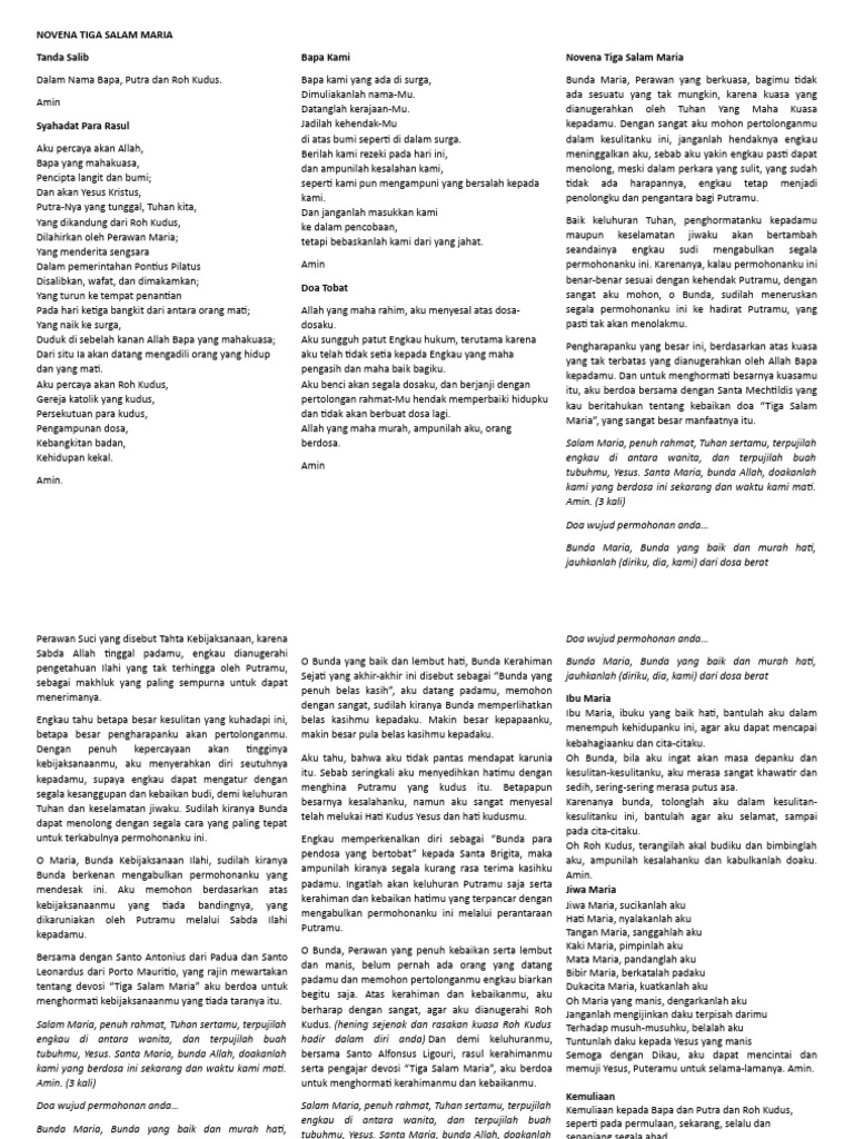 Novena Tiga Salam Maria | PDF