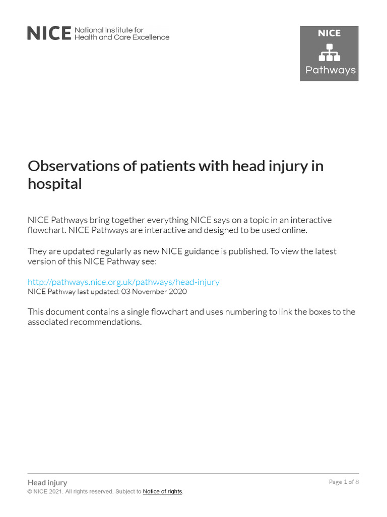 Head Injury Observations of Patients With Head Injury in Hospital | PDF ...